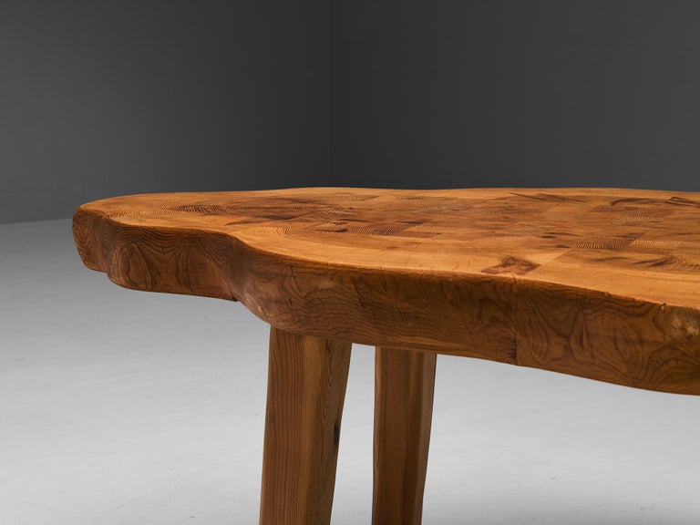 Swedish Naturalistic Slab Coffee Table in Pine For Sale at 1stDibs