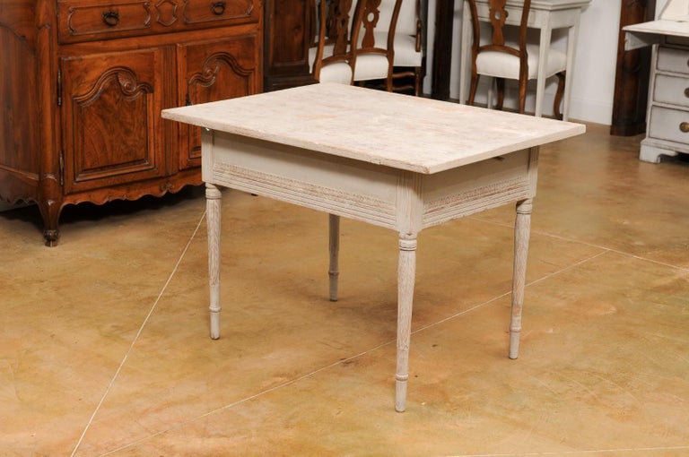 Swedish Neoclassical 1790s Painted Wood Wall Table with Carved ...