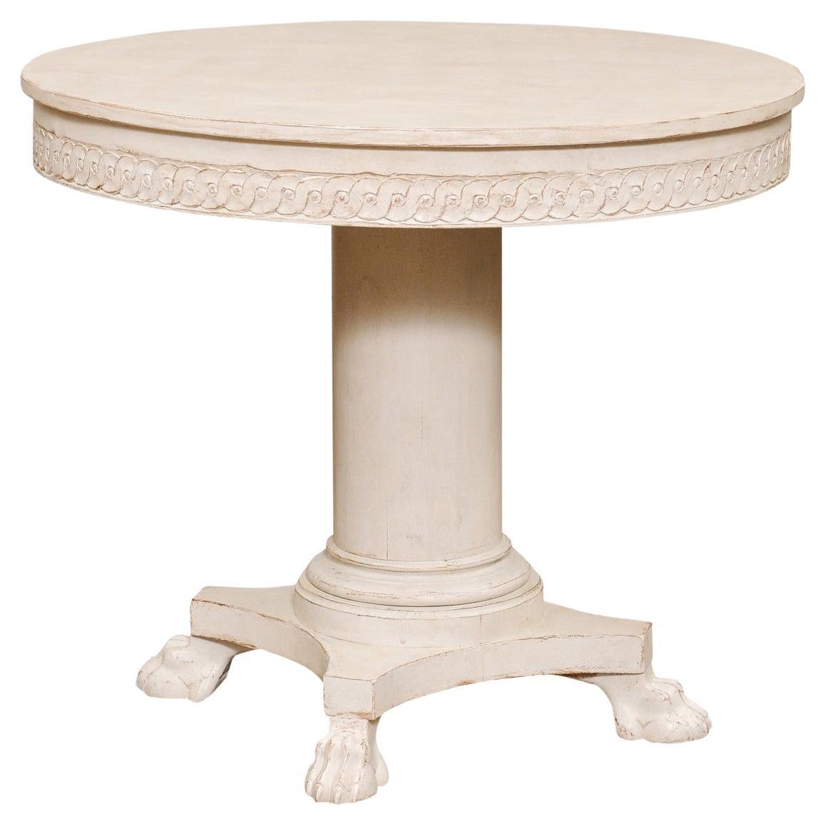 Neoclassical Painted Round Pedestal Table For Sale at 1stDibs
