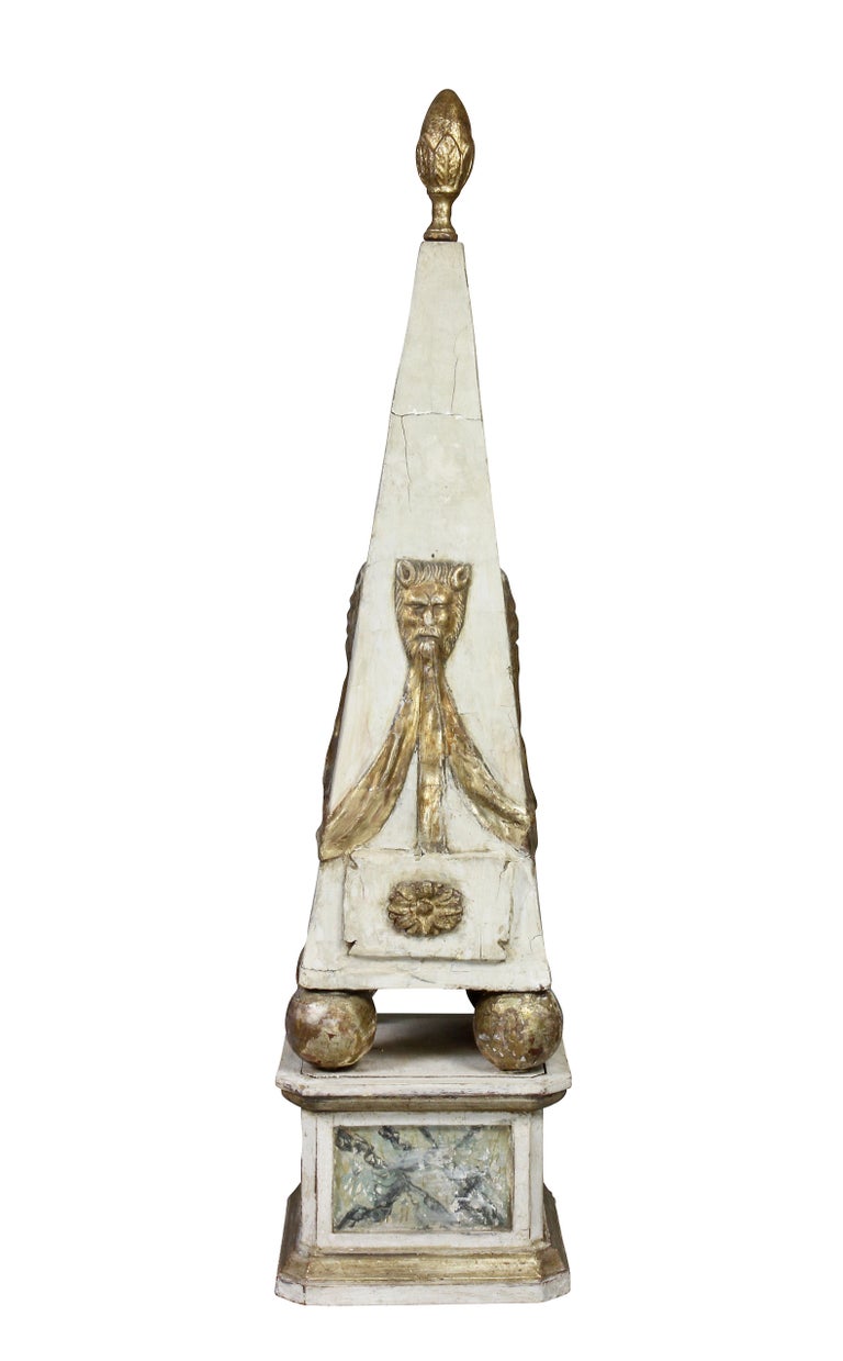 Swedish Neoclassical Giltwood and Painted Obelisk at 1stDibs
