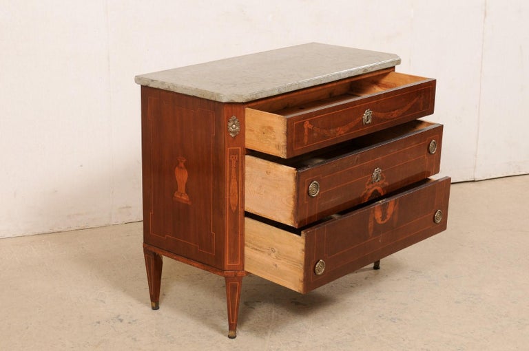 Swedish Neoclassical Period Karl Johan Chest w/Inlay and Original Stone ...