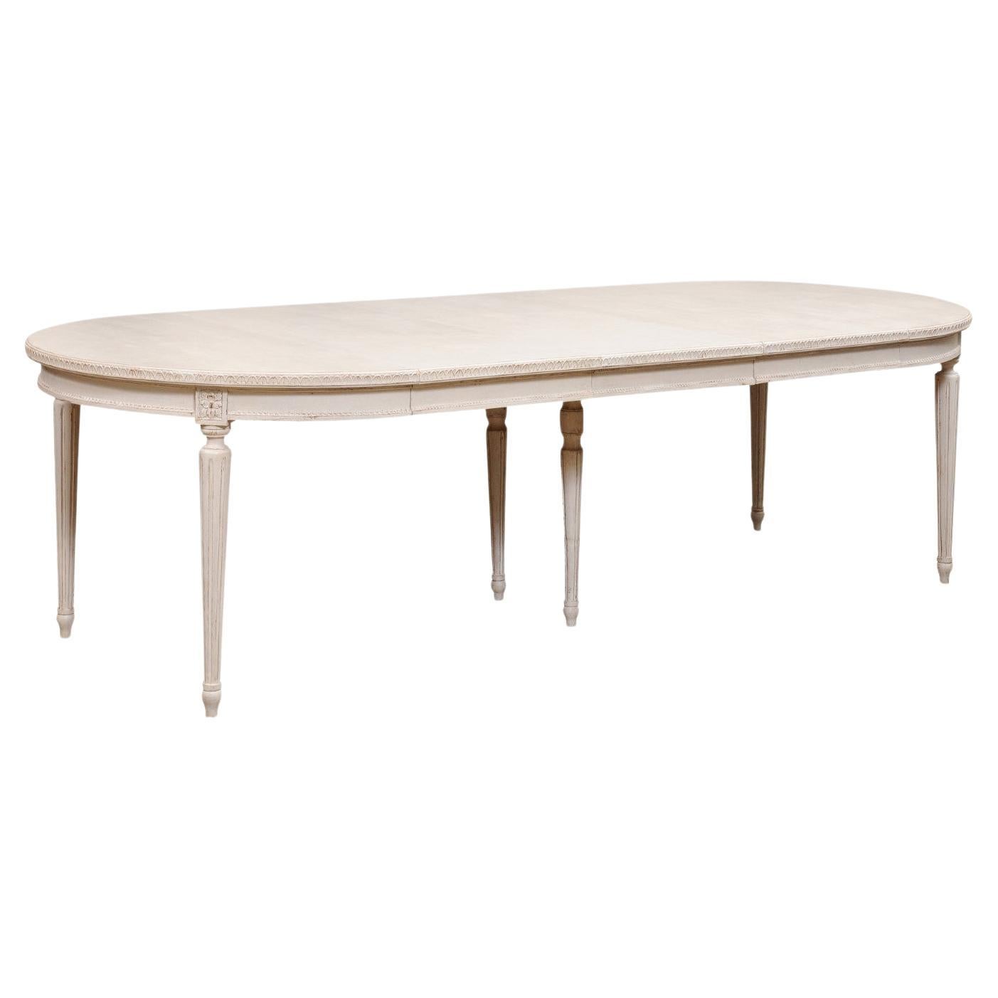 French Neoclassic Style Oval Table with Brass Trim and Accents '1 Leaf ...