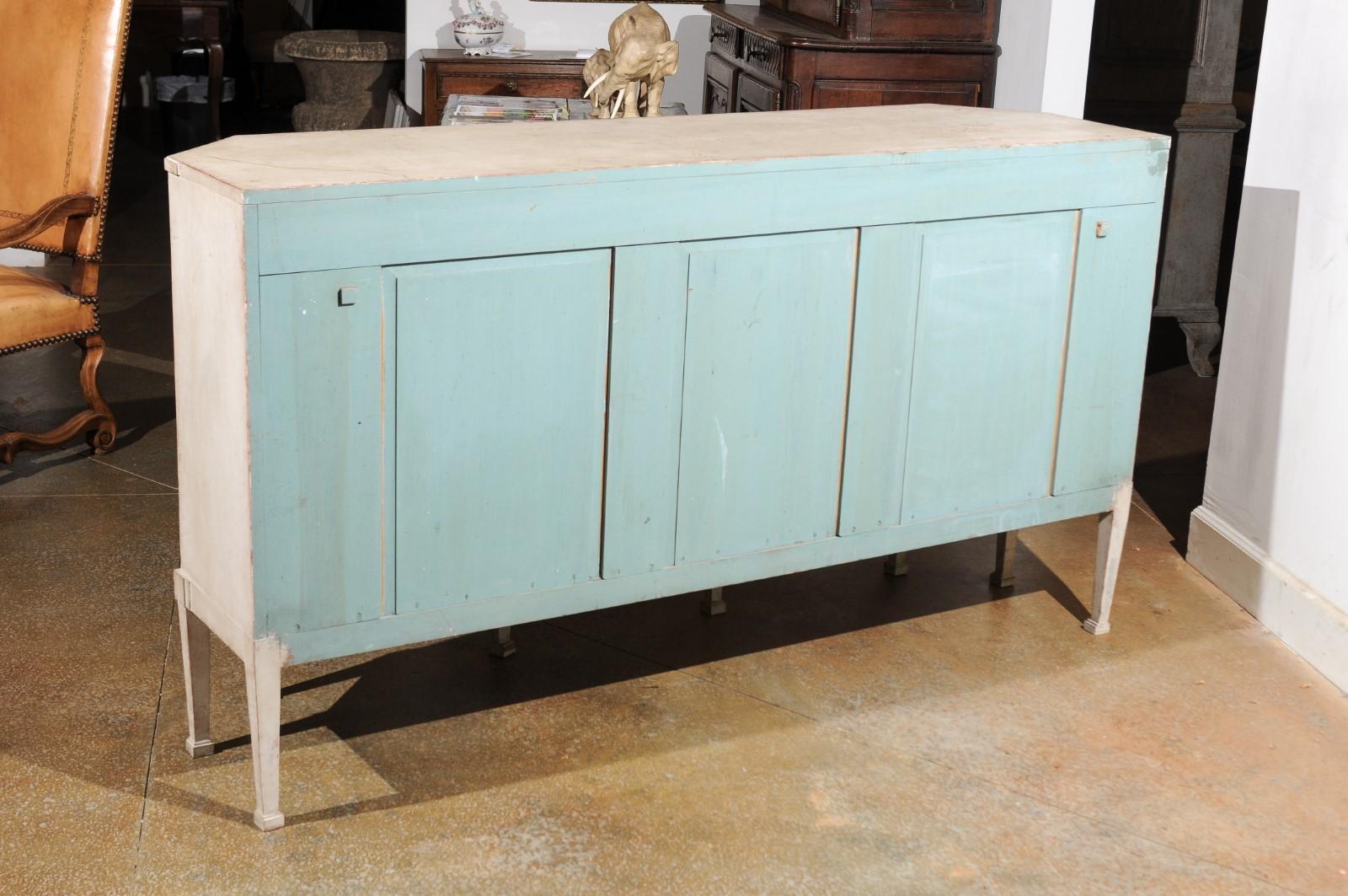 Swedish Neoclassical Style 1900s Painted Wood Sideboard with Canted ...