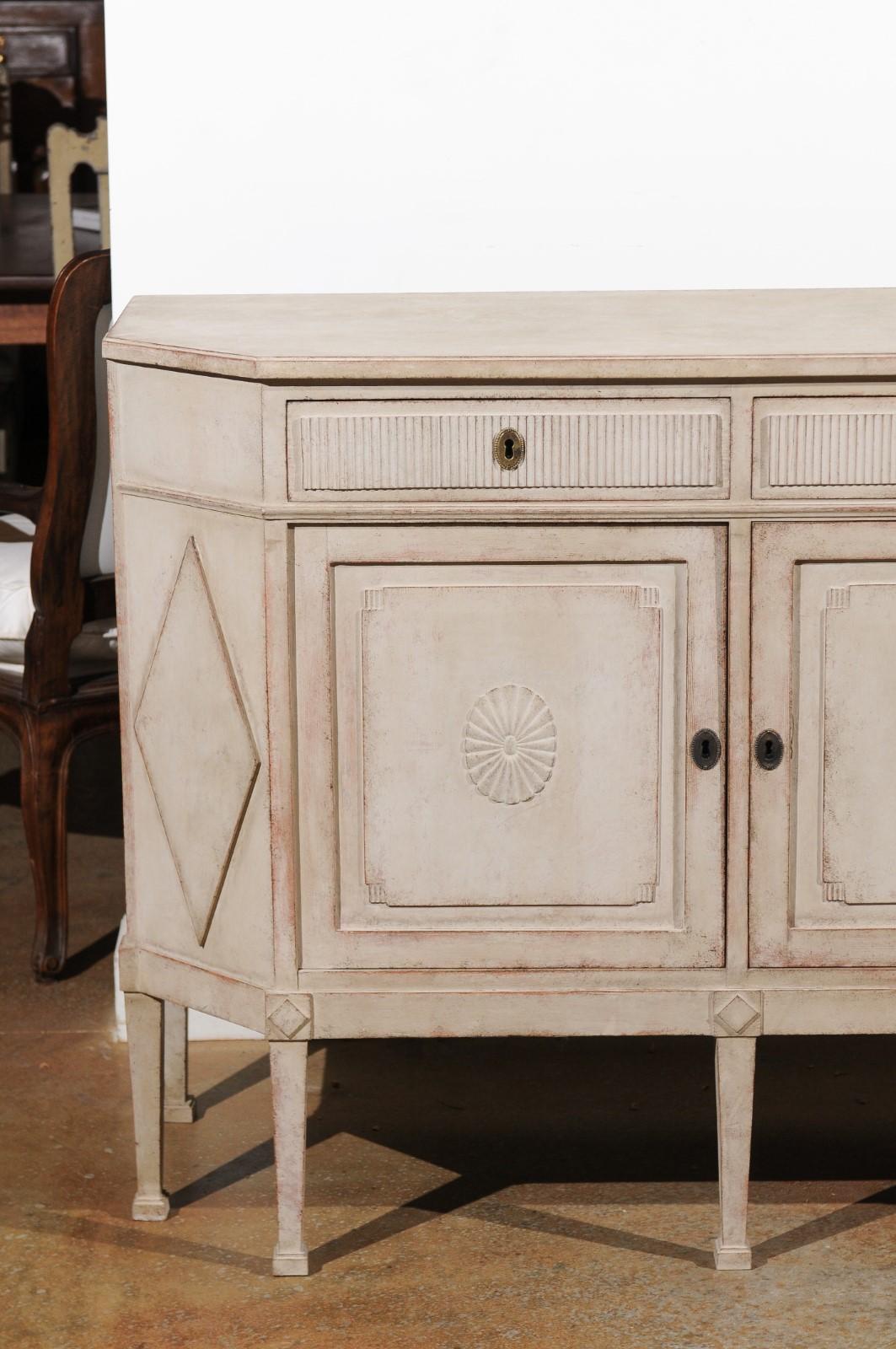 Swedish Neoclassical Style 1900s Painted Wood Sideboard with Canted ...