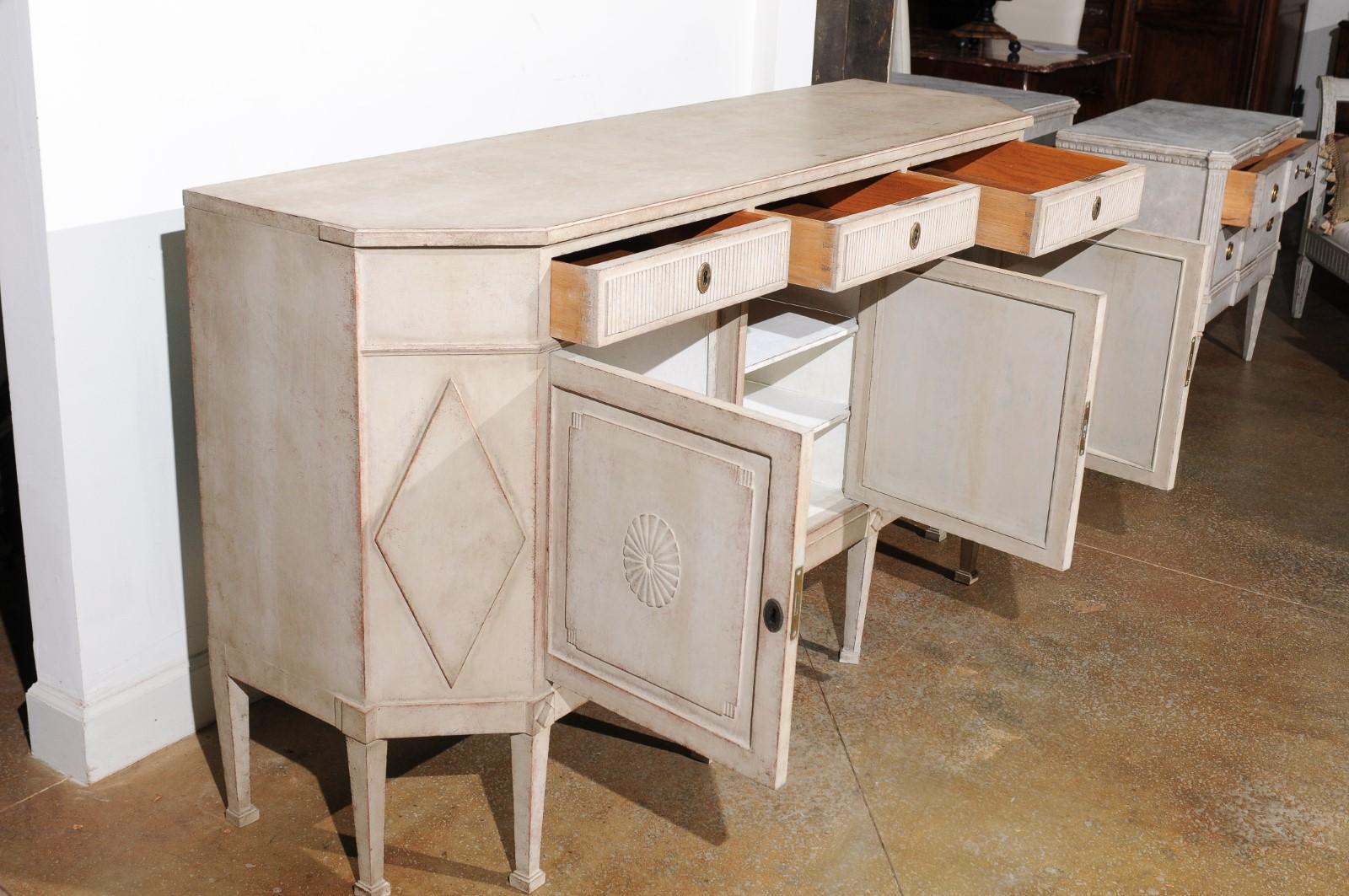 Swedish Neoclassical Style 1900s Painted Wood Sideboard with Canted ...