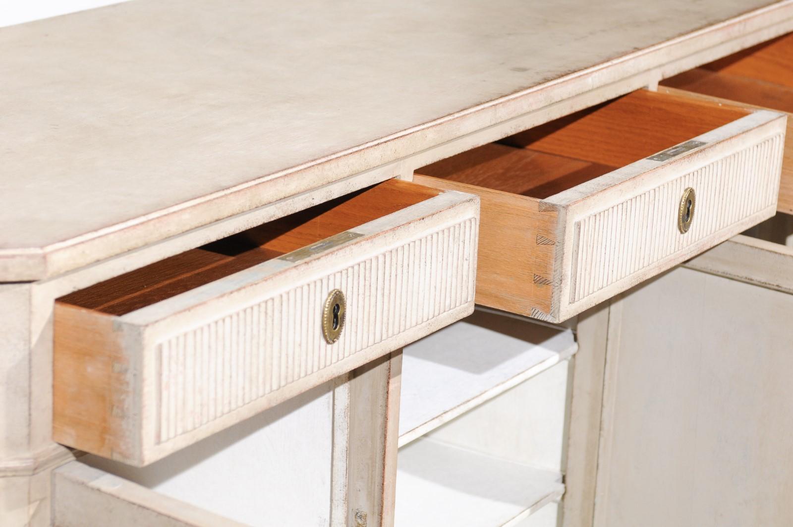 Swedish Neoclassical Style 1900s Painted Wood Sideboard with Canted ...