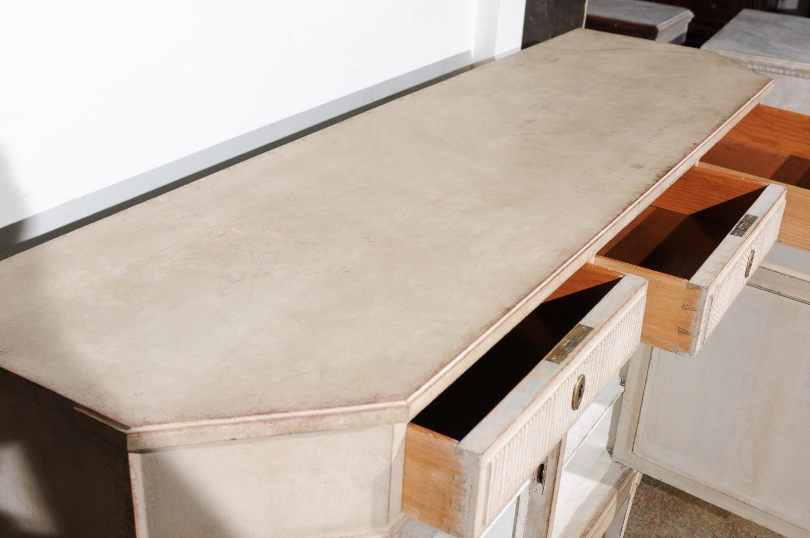 Swedish Neoclassical Style 1900s Painted Wood Sideboard with Canted ...