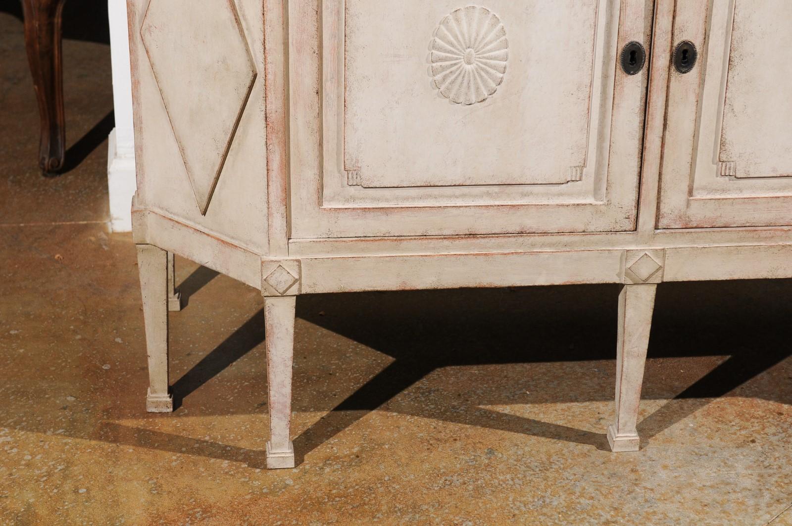 Swedish Neoclassical Style 1900s Painted Wood Sideboard with Canted ...