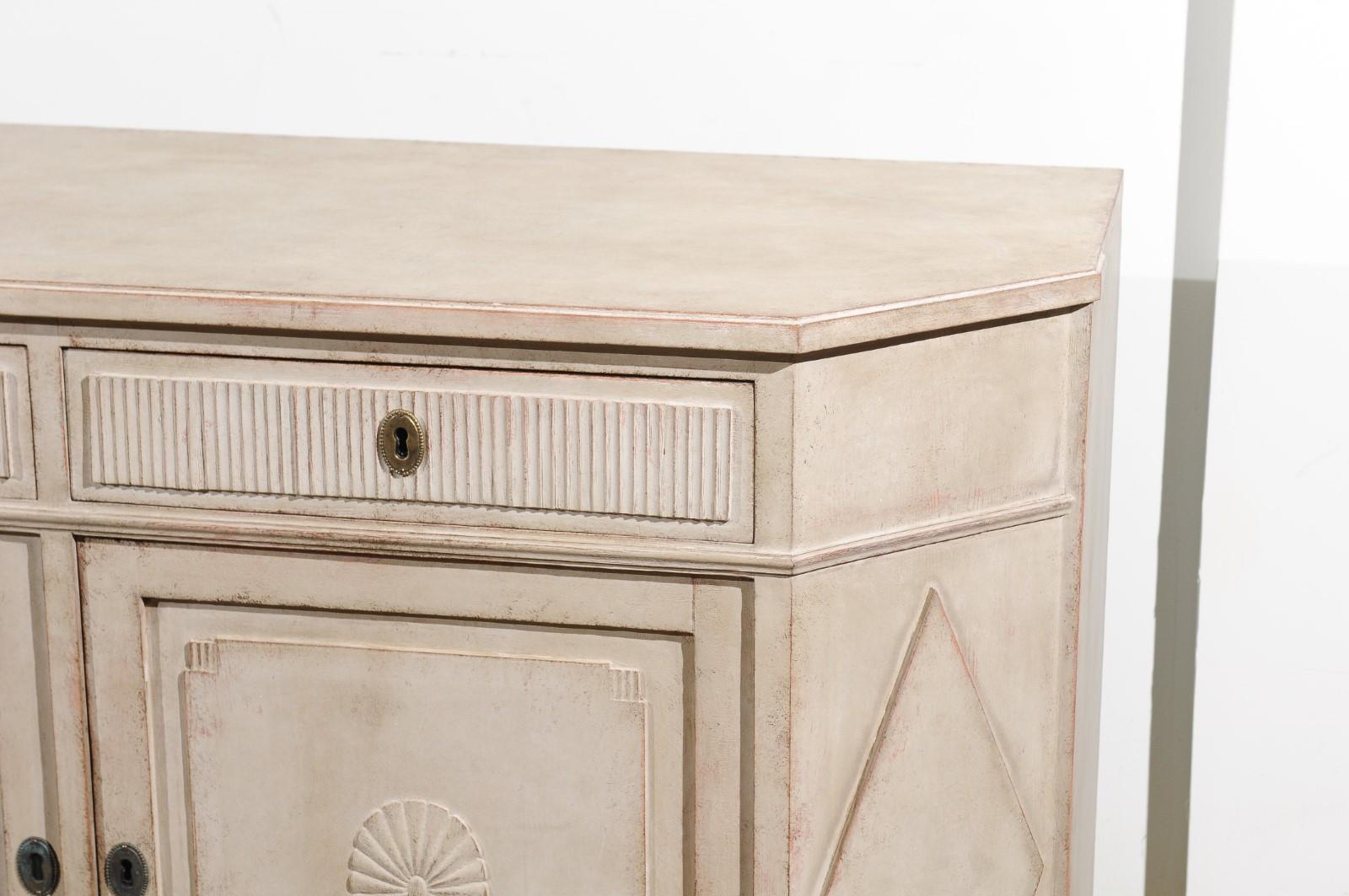 Swedish Neoclassical Style 1900s Painted Wood Sideboard with Canted ...