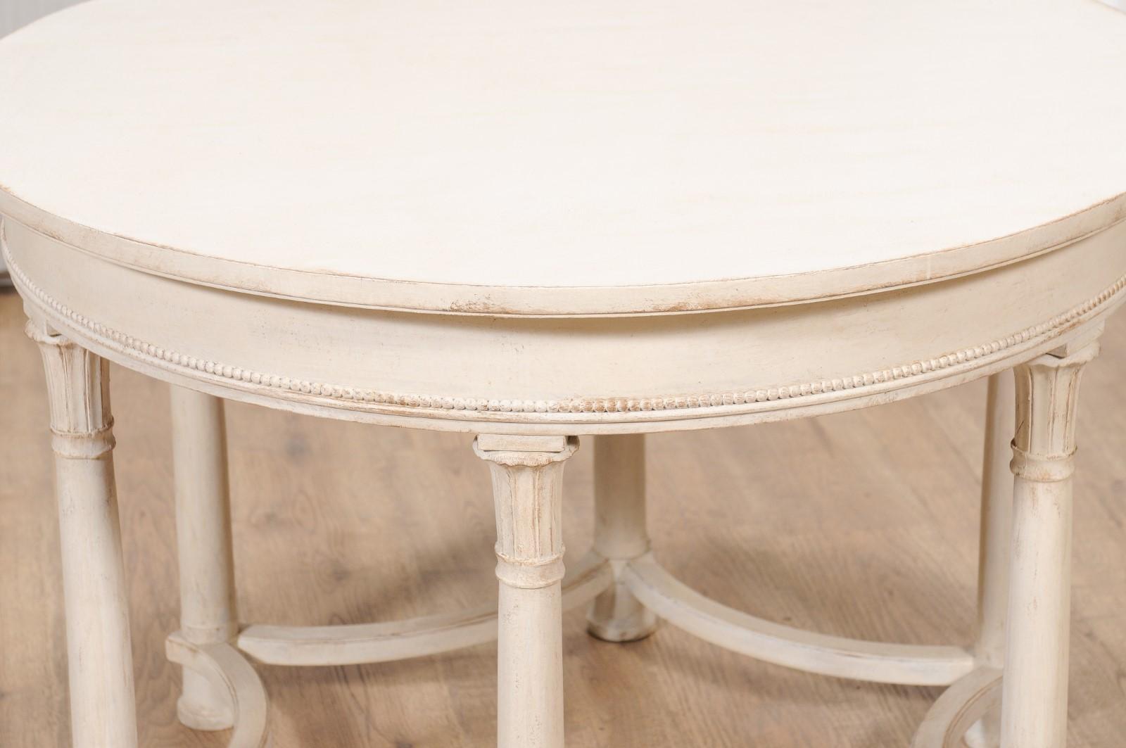 Swedish Neoclassical Style Painted Center Table with Lotiform Capitals ...