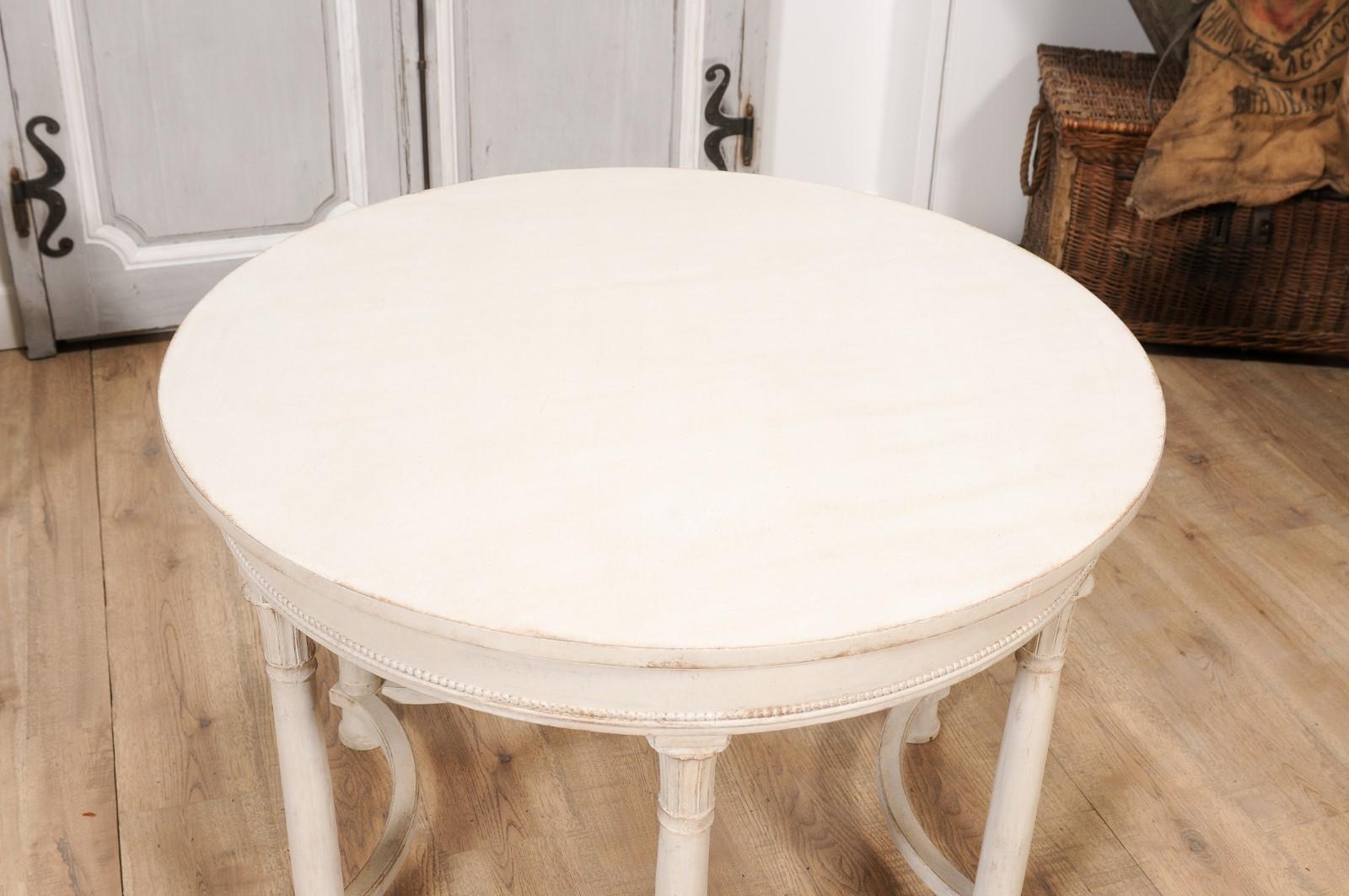 Swedish Neoclassical Style Painted Center Table with Lotiform Capitals ...