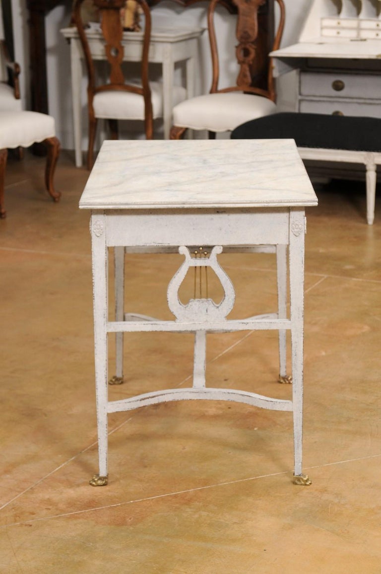 Swedish Neoclassical Style Painted Hall Table with Lyre Motifs and Lion ...