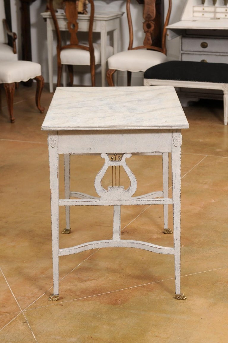 Swedish Neoclassical Style Painted Hall Table with Lyre Motifs and Lion ...