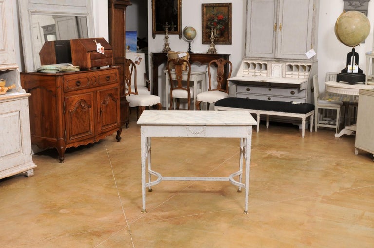 Swedish Neoclassical Style Painted Hall Table with Lyre Motifs and Lion ...