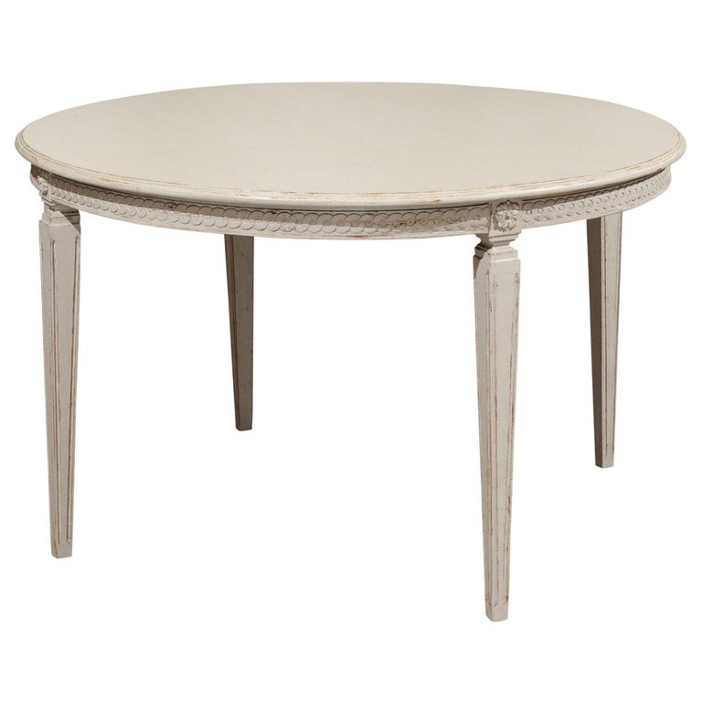 Swedish Neoclassical Style Painted Table with Carved Guilloche and ...
