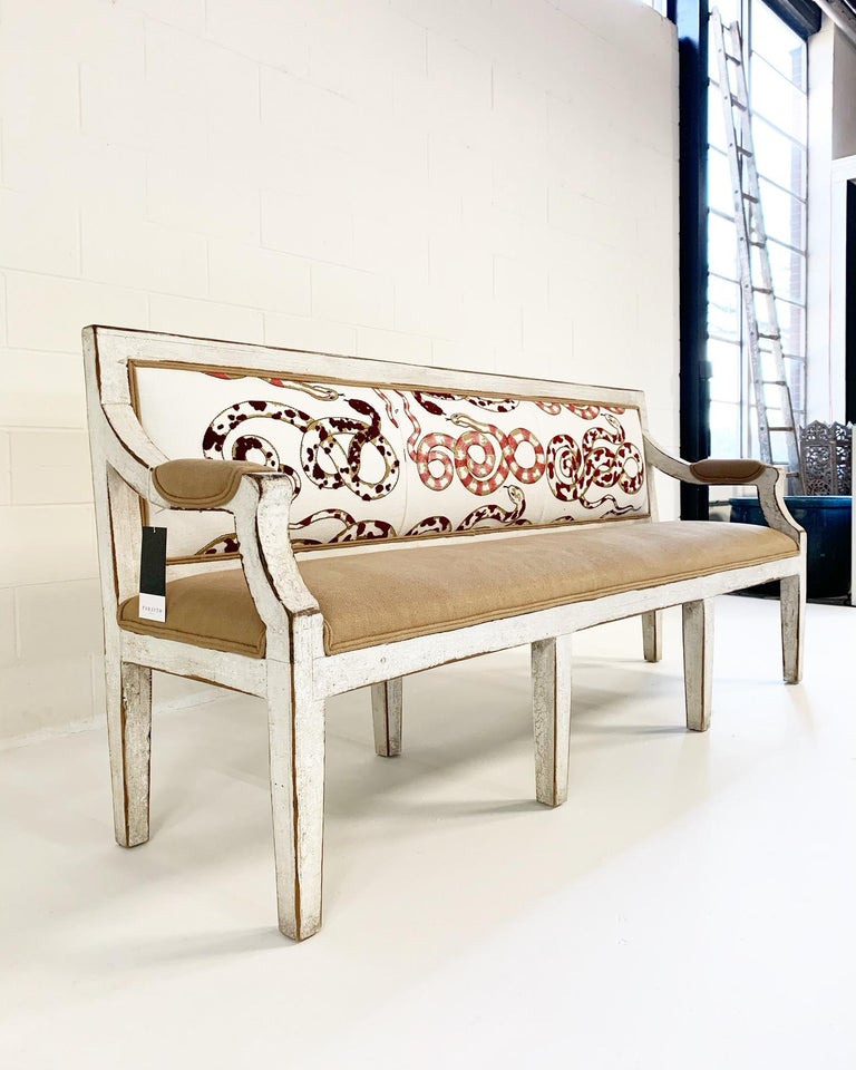 Swedish Neoclassical Style Settee in Pierre Frey and Loro Piana Linens ...