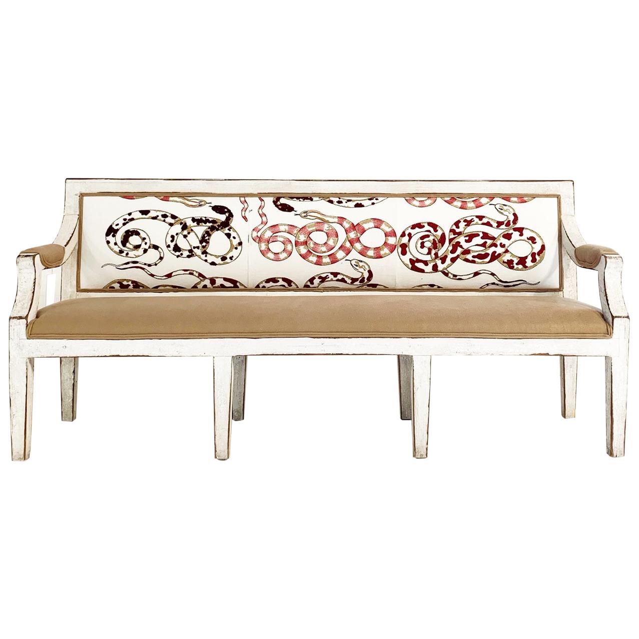 Swedish Neoclassical Style Settee in Pierre Frey and Loro Piana Linens ...