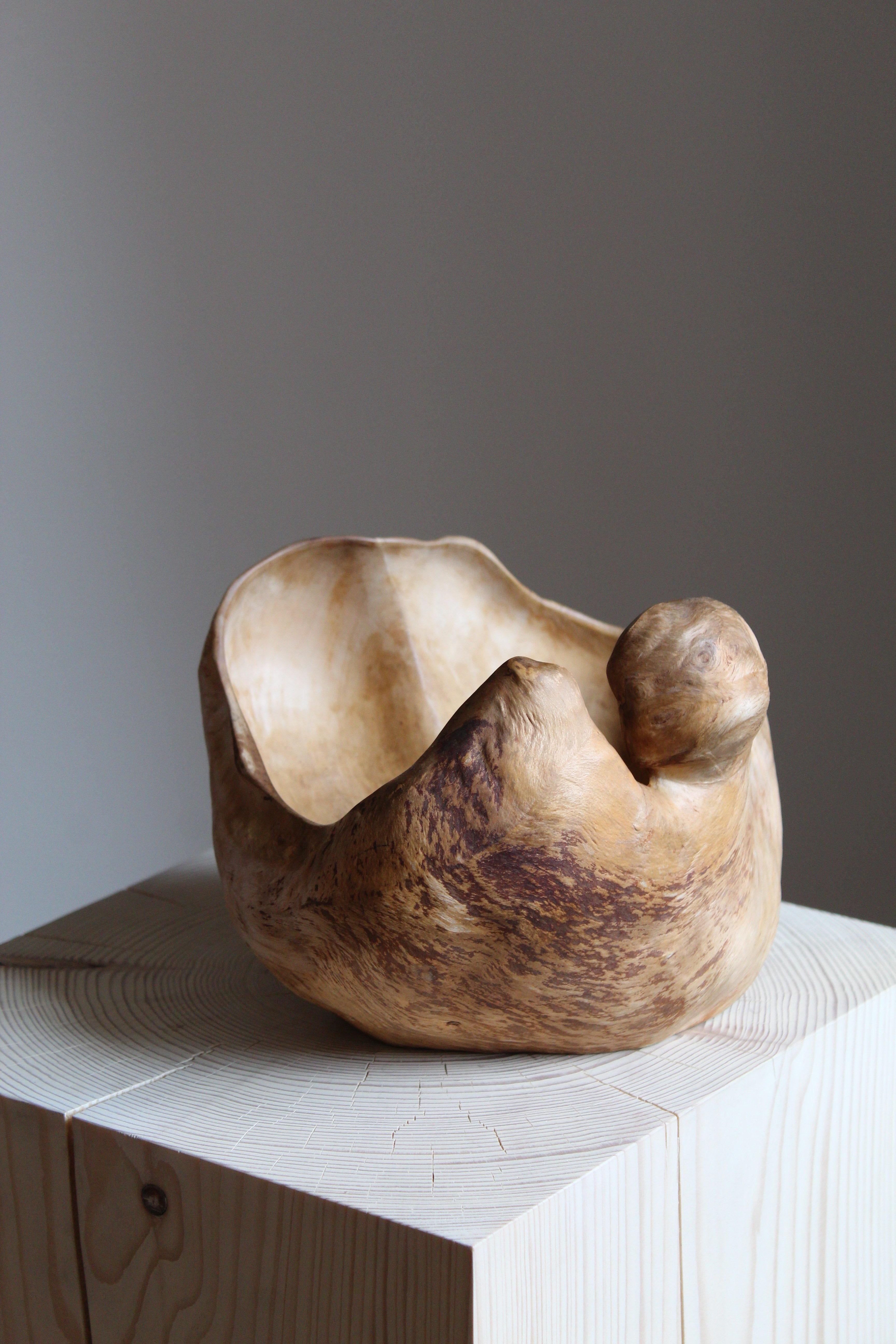 Swedish, Organic Burl Wood Bowl, Sweden Signed, 1970s For Sale at 1stDibs