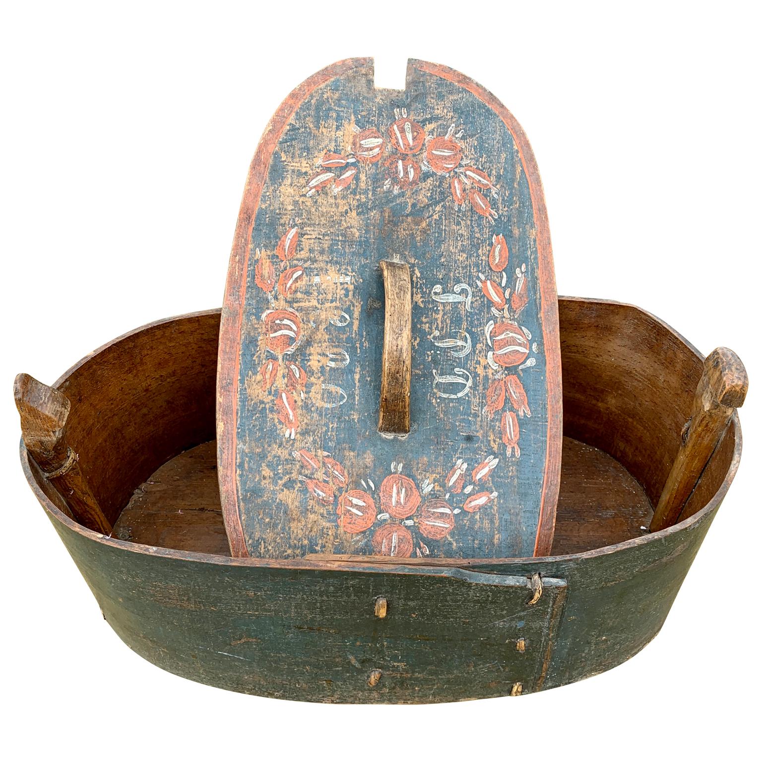 Swedish Original Painted Folk Art Box Dated 1820 at 1stDibs