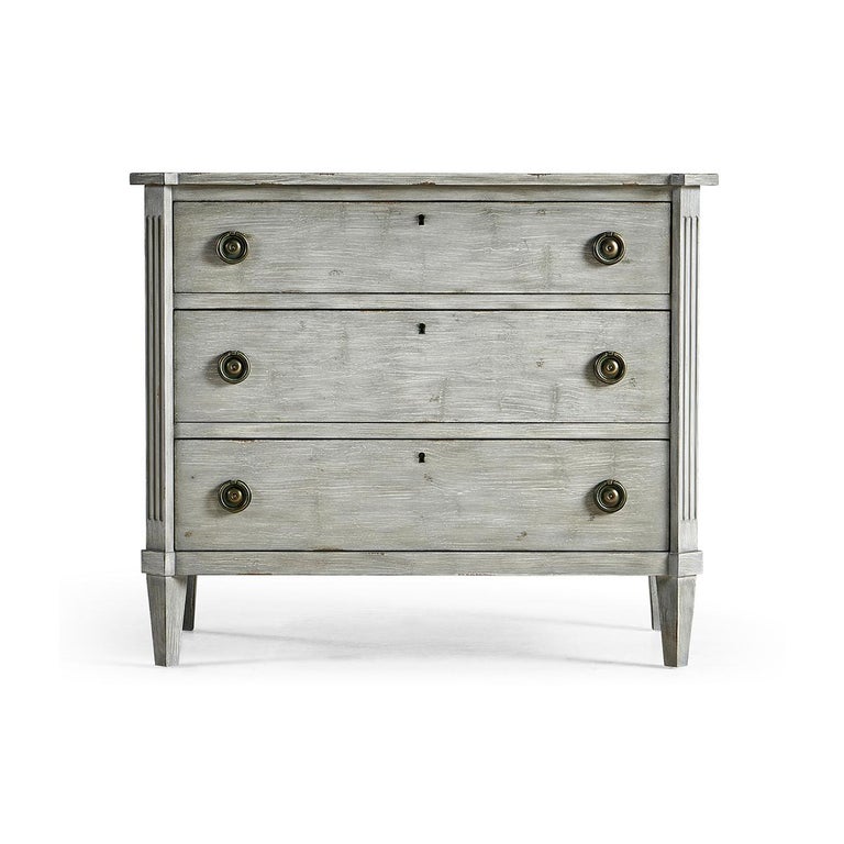Swedish Painted Commode, Antiqued Grey For Sale at 1stDibs