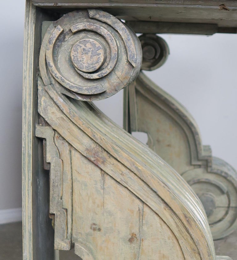 Swedish Painted Console Table with Antique Corbel Bases at 1stDibs