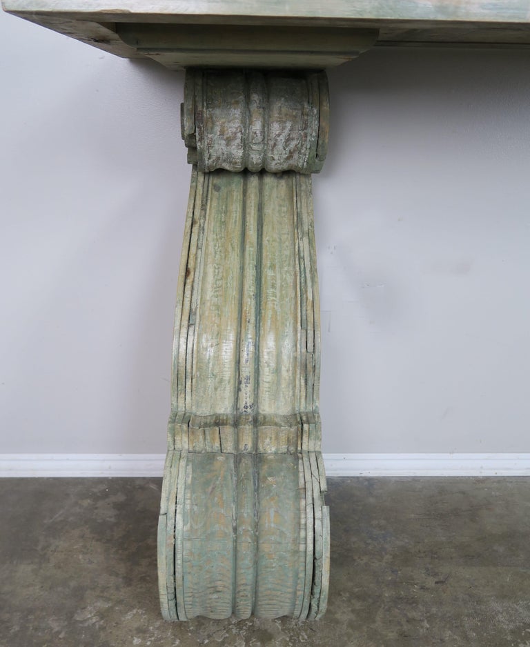 Swedish Painted Console Table with Antique Corbel Bases at 1stDibs