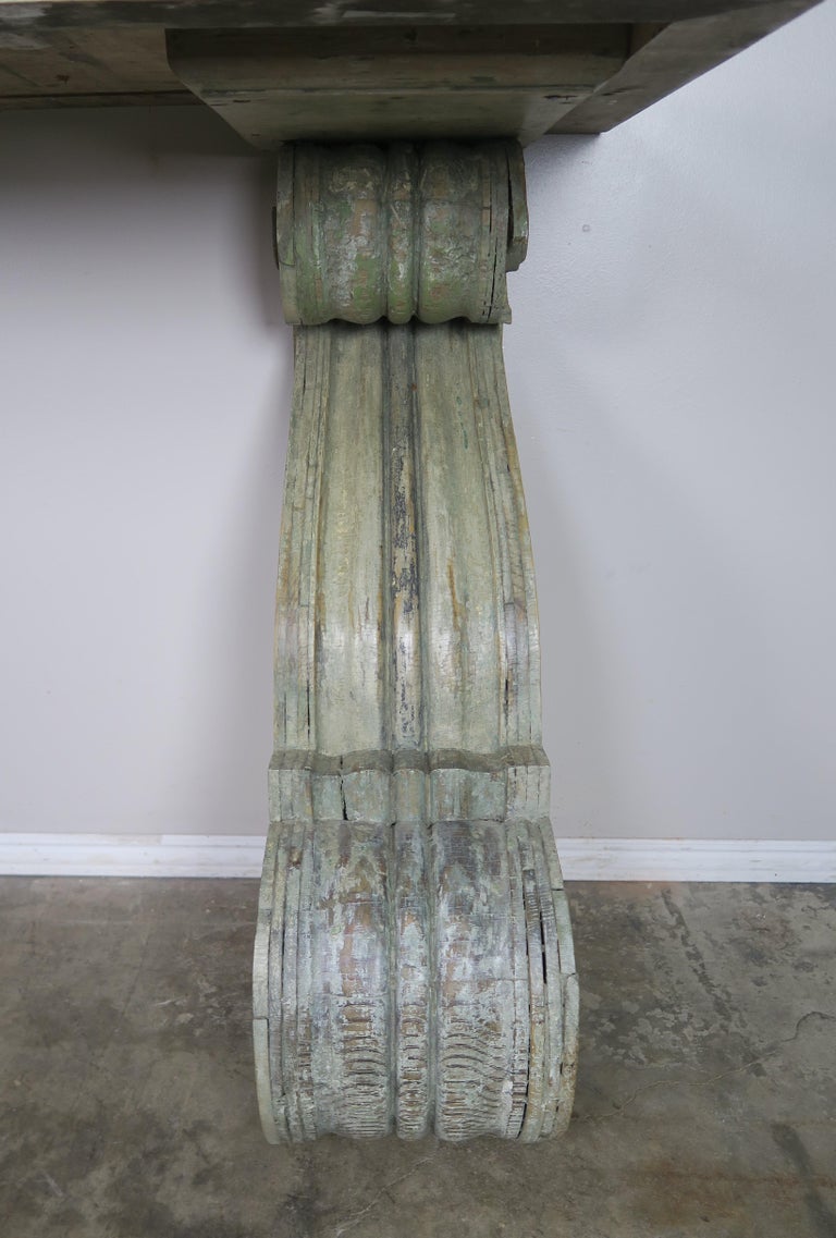Swedish Painted Console Table with Antique Corbel Bases at 1stDibs