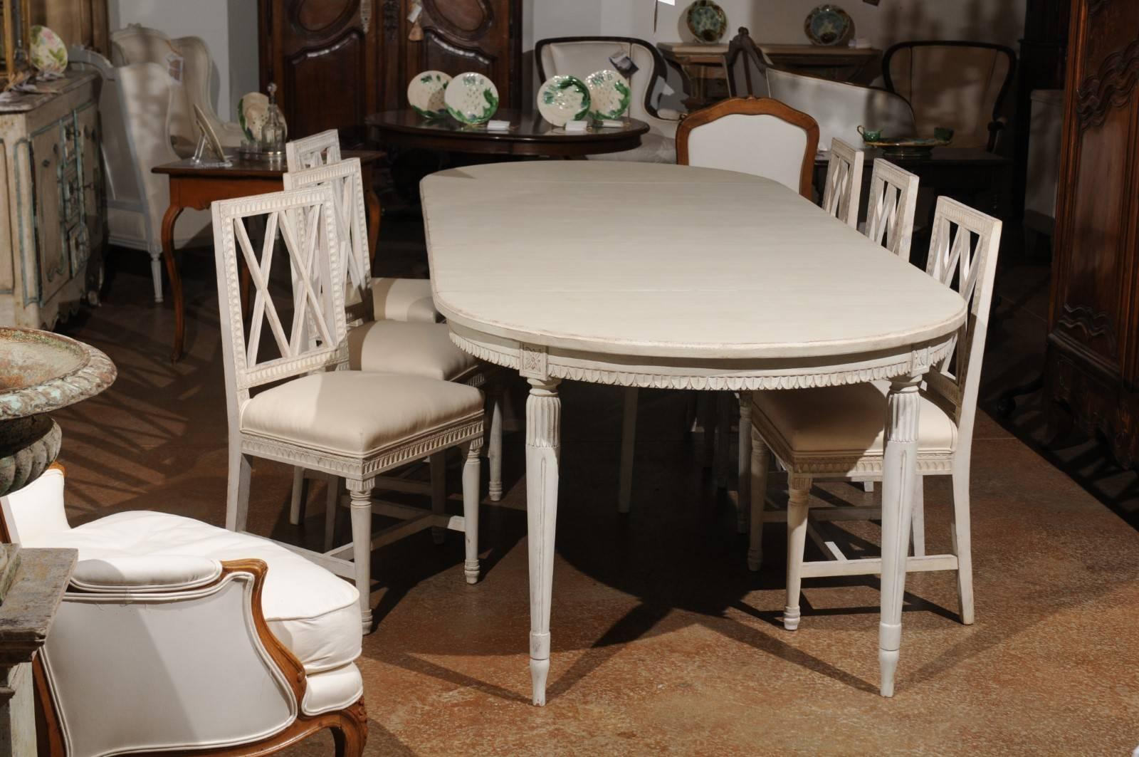 Swedish Painted Neoclassical Style 1890s Extension Dining Table with ...