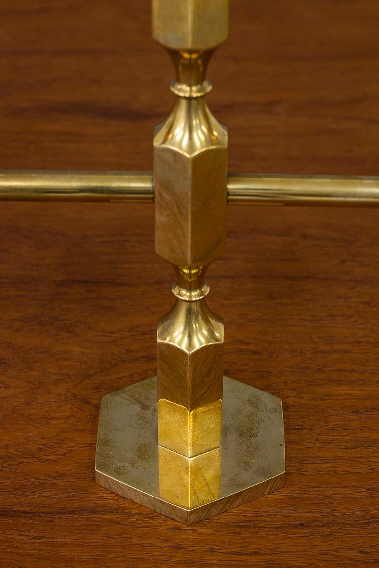Swedish Pair of Brass Candelabras by Lars Bergsten for Gusum For Sale ...