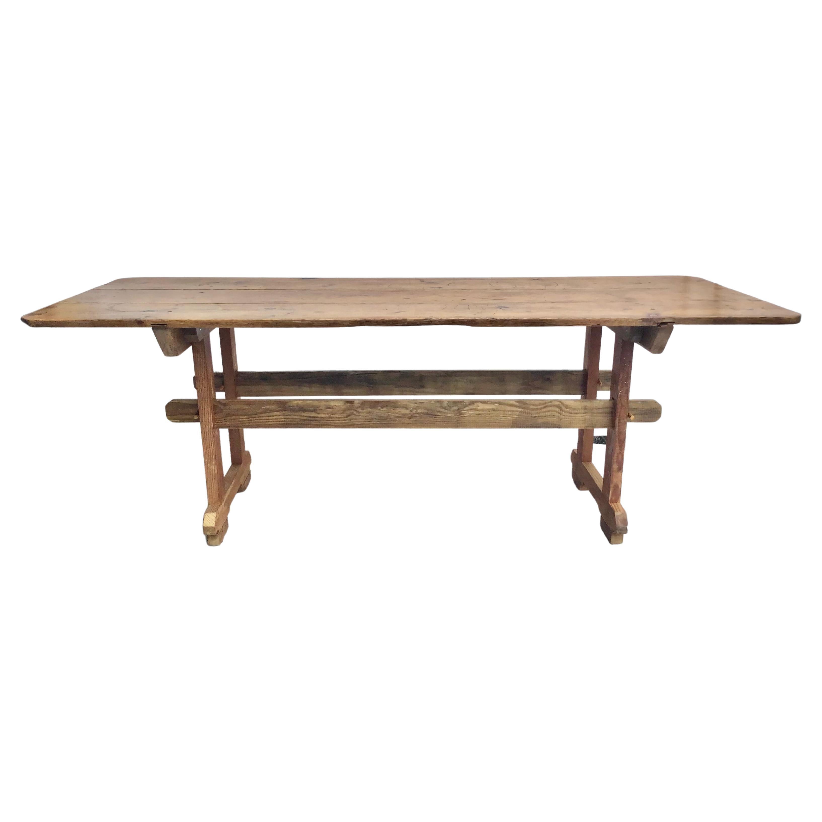 Pine Trestle Table at 1stDibs