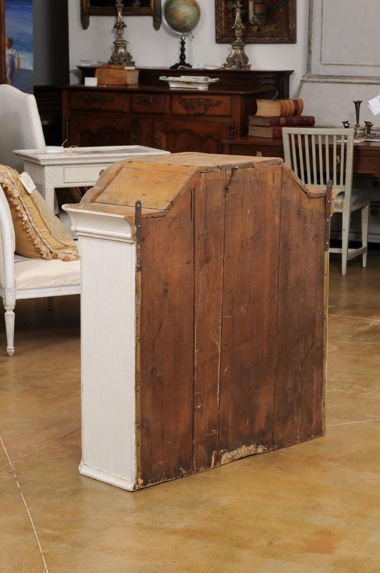 Swedish Rococo 1770s Painted Wood Wall Cabinet with Chapeau de Gendarme ...