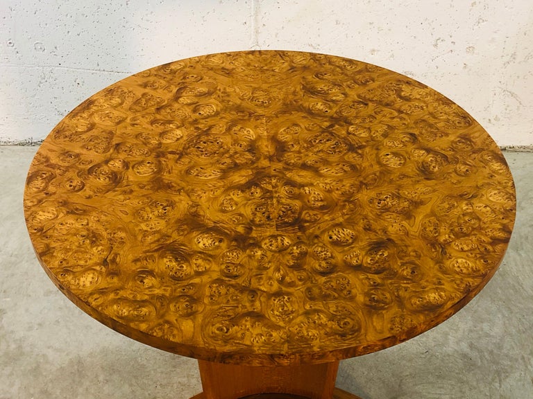 Swedish Round Burl Wood Table For Sale at 1stDibs