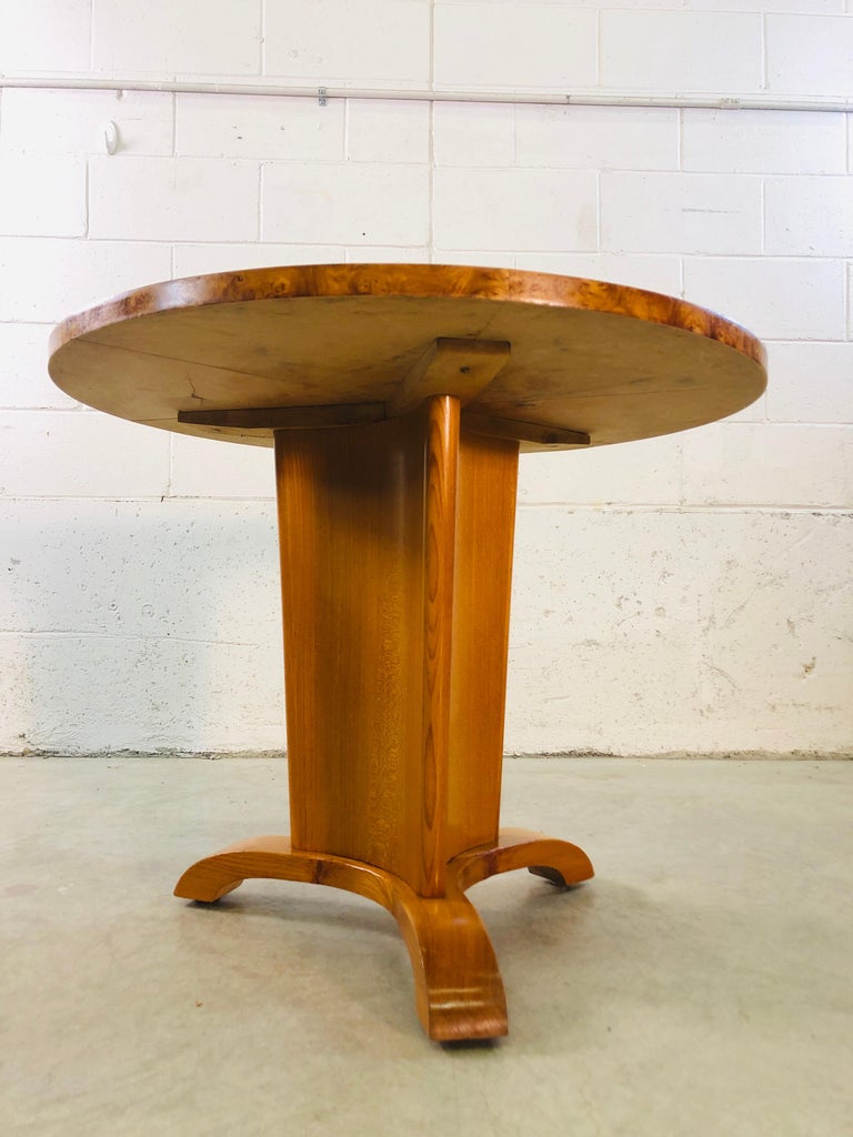 Swedish Round Burl Wood Table For Sale at 1stDibs