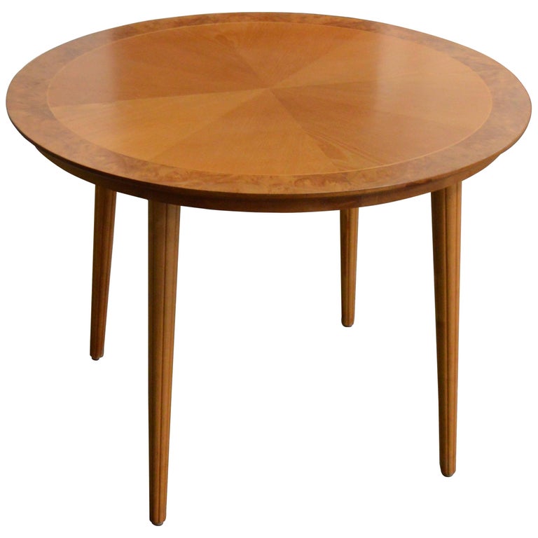 Swedish Round Golden Elm End or Side Table For Sale at 1stDibs