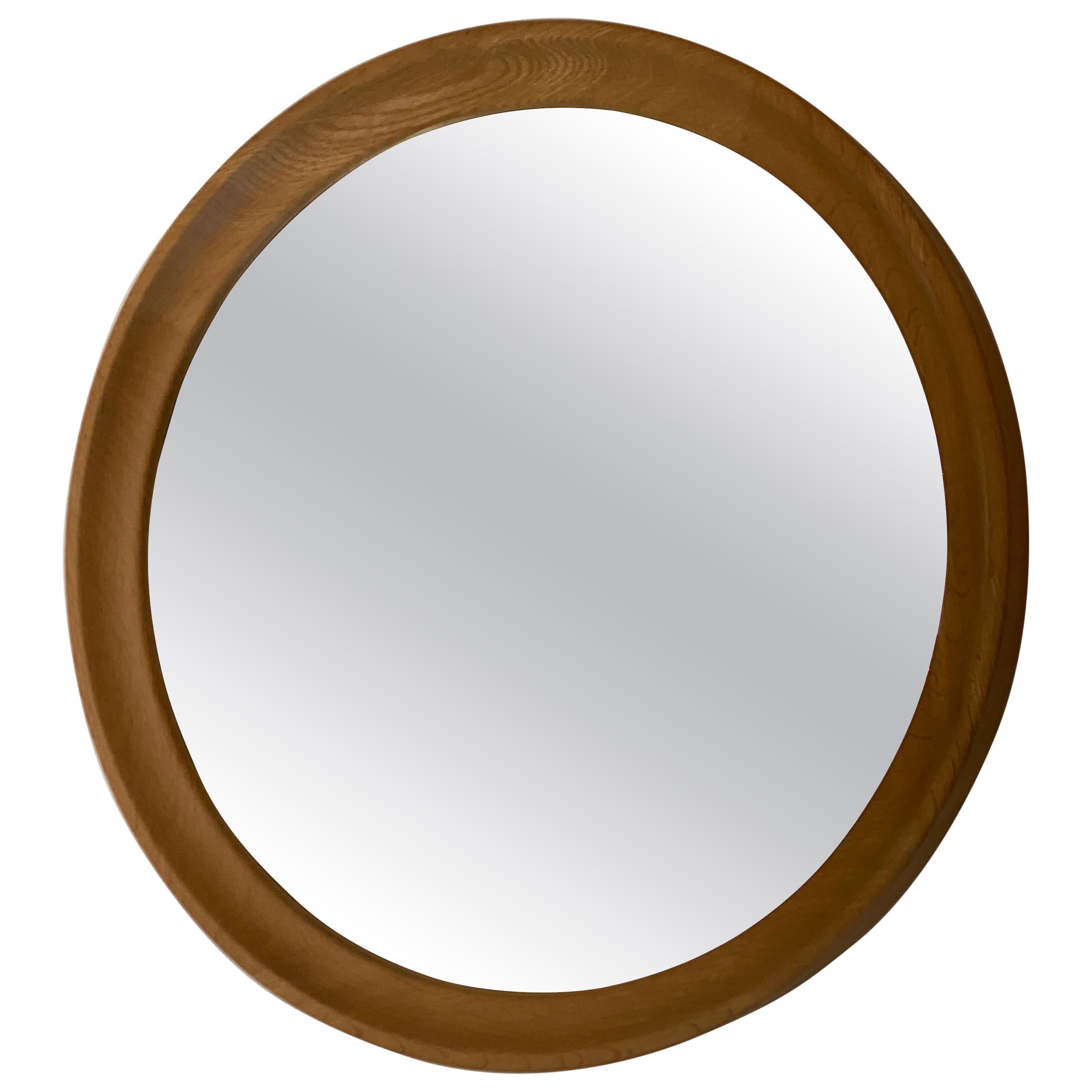 Swedish, Round Wall Mirror, Solid Oak, Glass, Sweden, 1950s For Sale at ...
