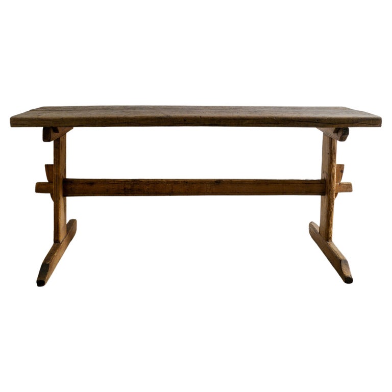 Swedish Rustic Pine Console Dining Table in a Primitive Wabi Sabi Style ...