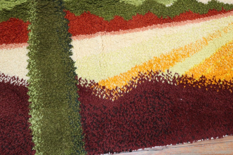 Swedish Rya Landscape Scenery Rug For Sale at 1stDibs