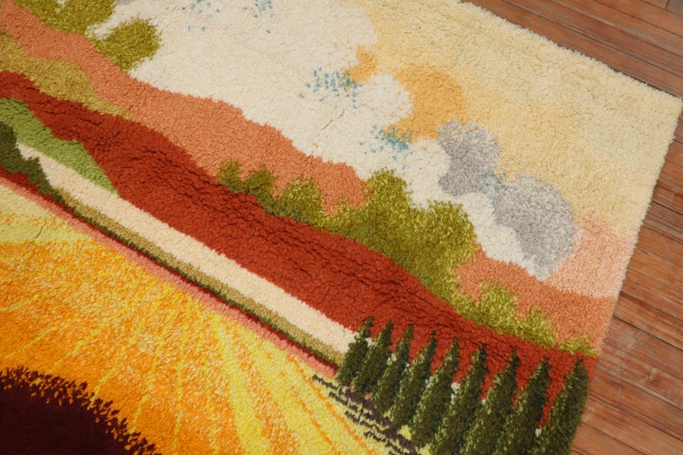 Swedish Rya Landscape Scenery Rug For Sale at 1stDibs