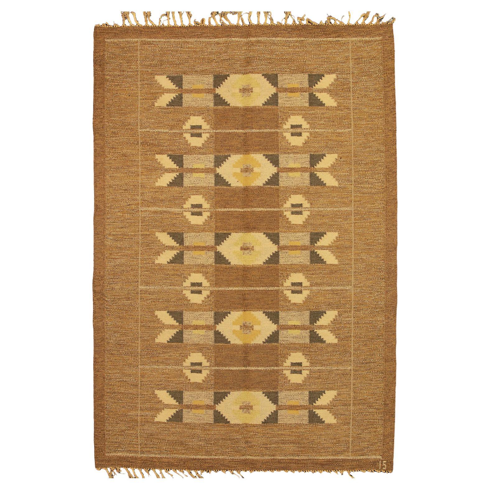 Swedish Cross Motif Semi-Antique Wool Kilim, 1920-1950 For Sale at 1stDibs
