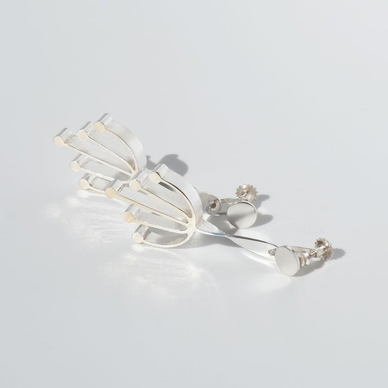 Swedish Silver Earrings Made by Master Sigurd Persson Year, 1956 For ...