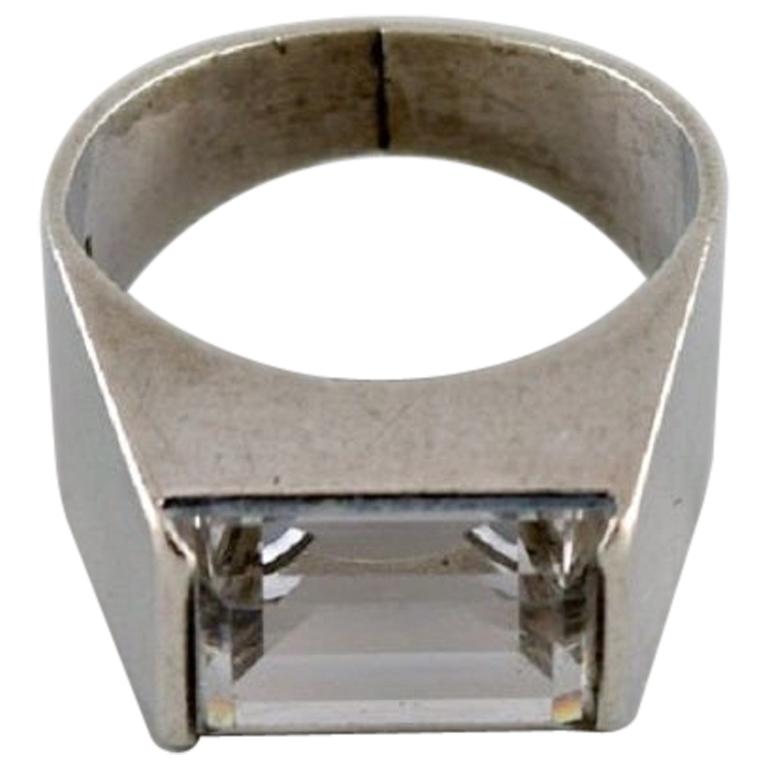 Swedish Silversmith, Art Deco Style Ring in Sterling Silver Adorned ...