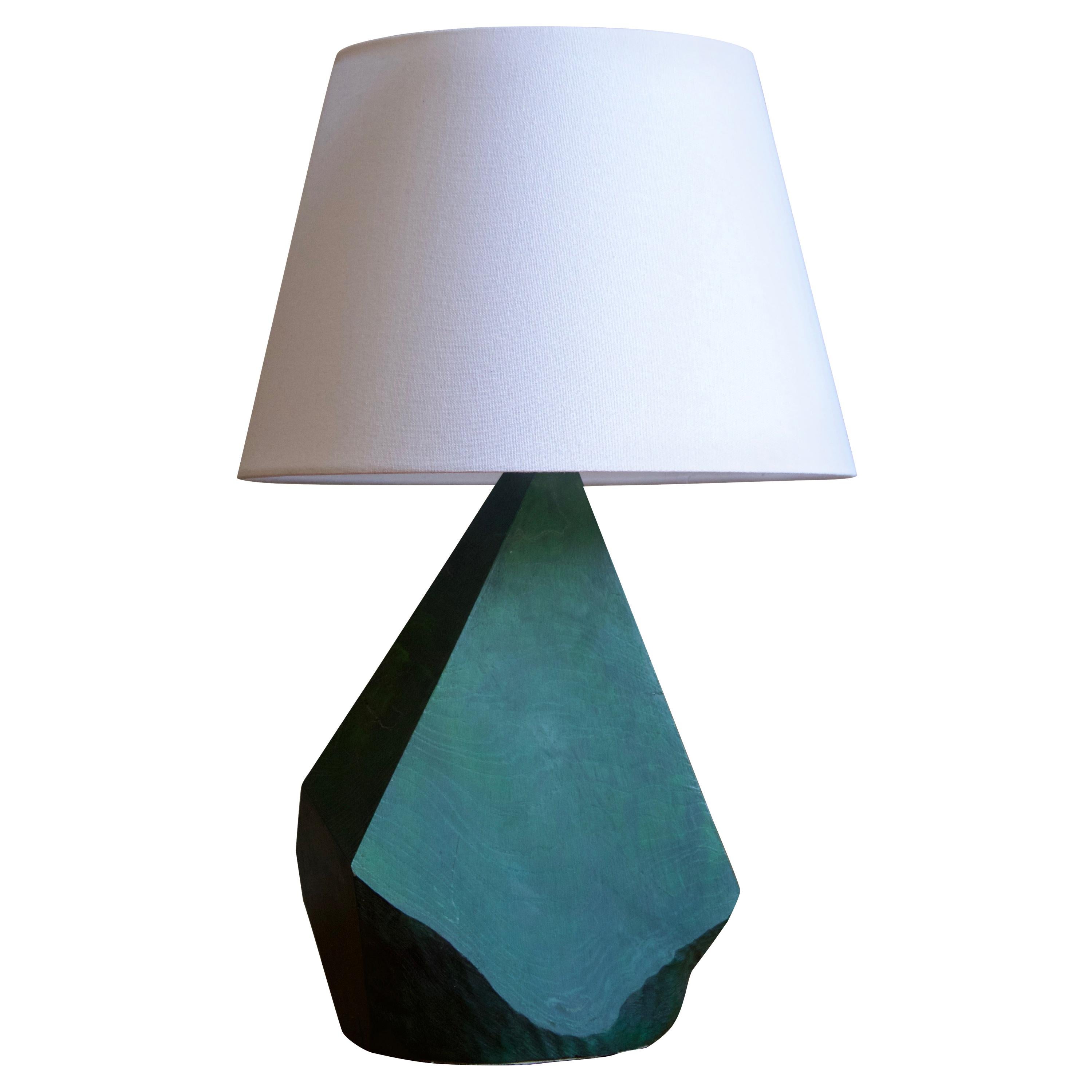 Swedish, Sizable Free Form Table Lamp, Green Painted Wood, Sweden ...