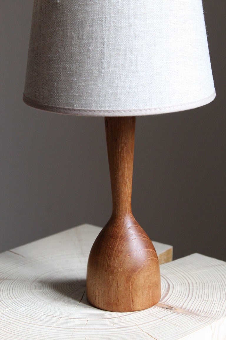 Swedish, Small Minimalist Table Lamp, Solid Stained Oak, Sweden, 1960s ...