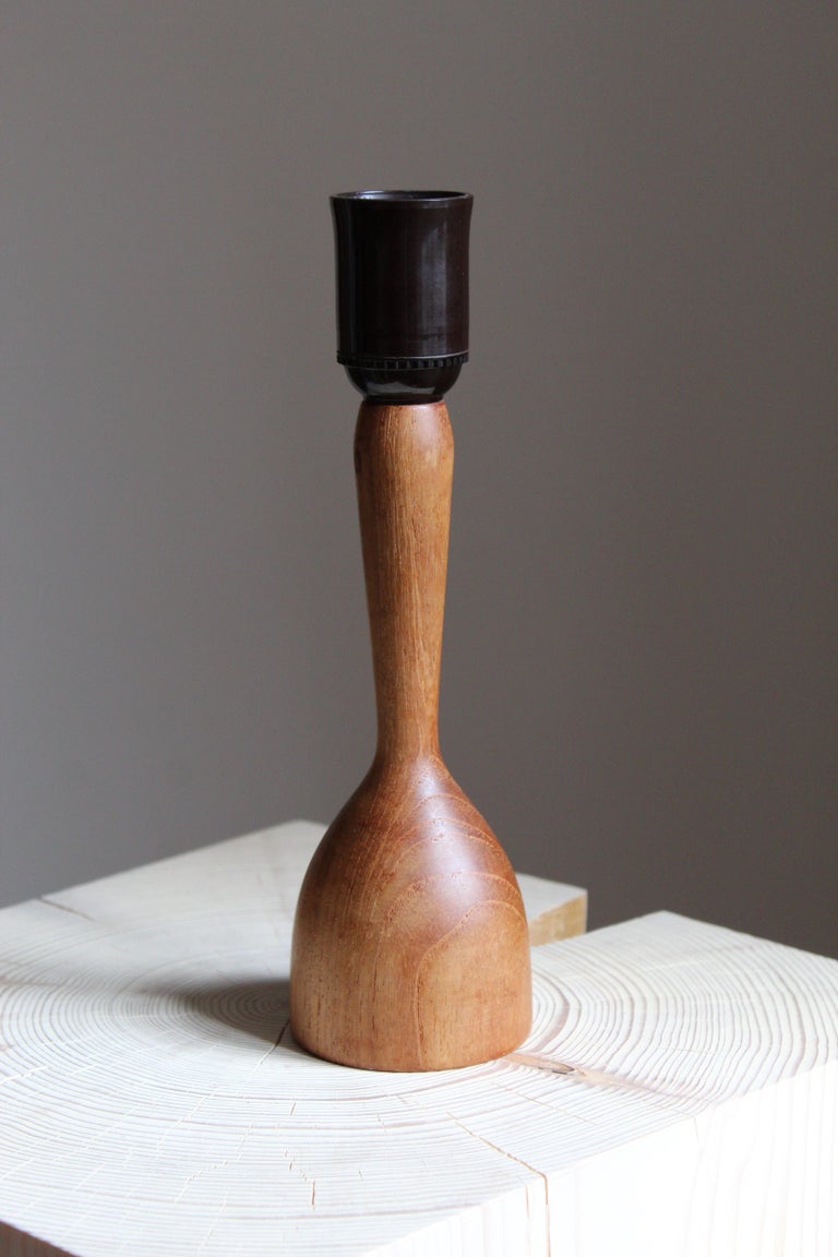 Swedish, Small Minimalist Table Lamp, Solid Stained Oak, Sweden, 1960s ...