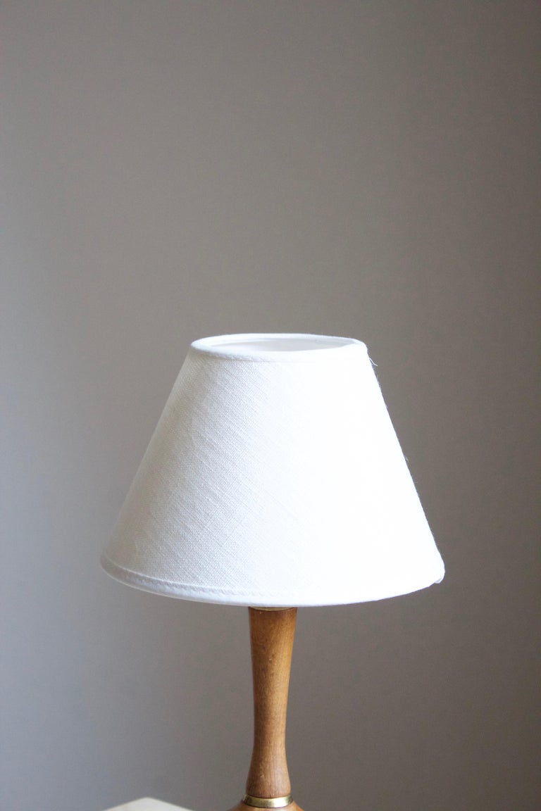 Swedish, Small Minimalist Table Lamp, Solid Stained Oak, Sweden, 1960s ...