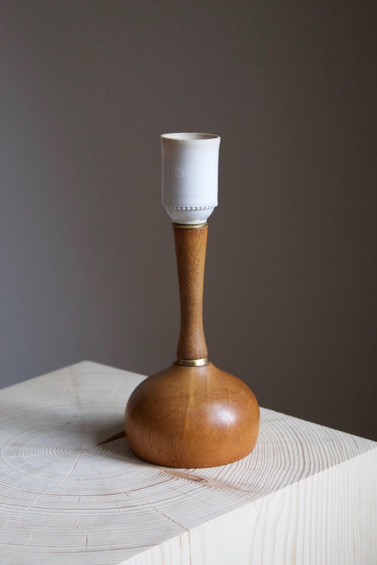 Swedish, Small Minimalist Table Lamp, Solid Stained Oak, Sweden, 1960s ...