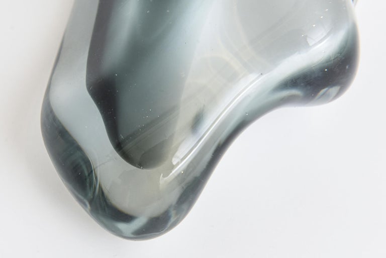 Swedish Sommerso Black Charcoal Gray Clear Abstract Freeform Glass ...