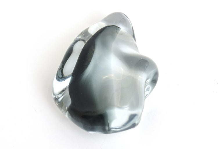 Swedish Sommerso Black Charcoal Gray Clear Abstract Freeform Glass ...