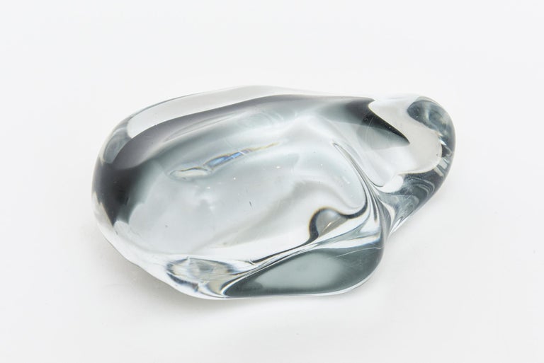 Swedish Sommerso Black Charcoal Gray Clear Abstract Freeform Glass ...