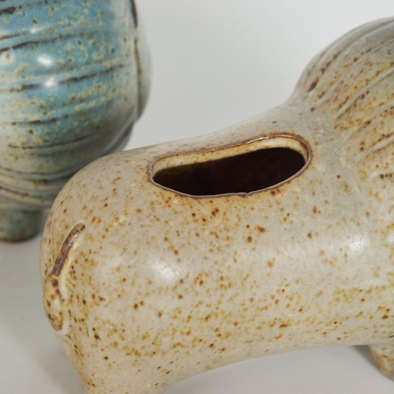 Swedish Stoneware Art Pottery Modern Lion Planter Set Lisa Larson Style ...